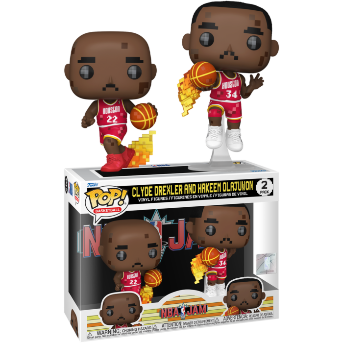 NBA Basketball: Jam - Clyde Drexler & Hakeem Olajuwon 8-Bit Pop! Vinyl ...